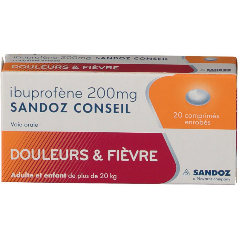 IBUPROFENE 200MG SANDOZ CONSEIL 20 COMPRIMES ENROBES - Mon pharmacien ...