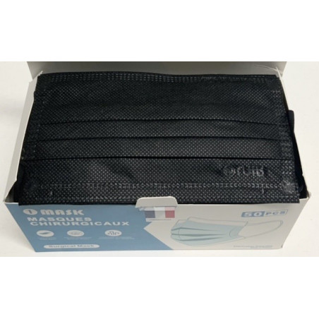Black Surgical Masks UNIR Type IIR 2R Box of 50