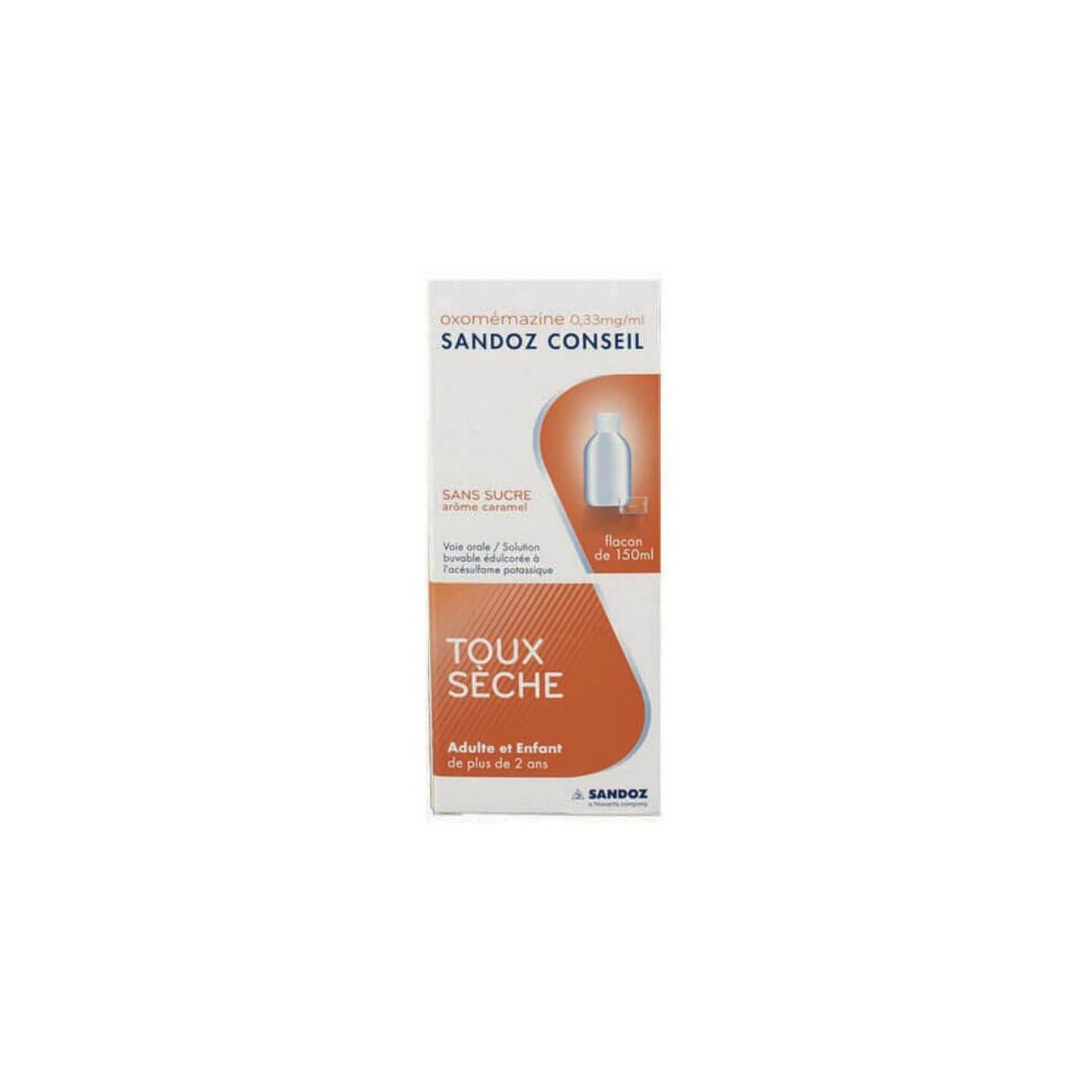 Oxomémazine Sandoz sirop toux sèche sans sucre 150 ml