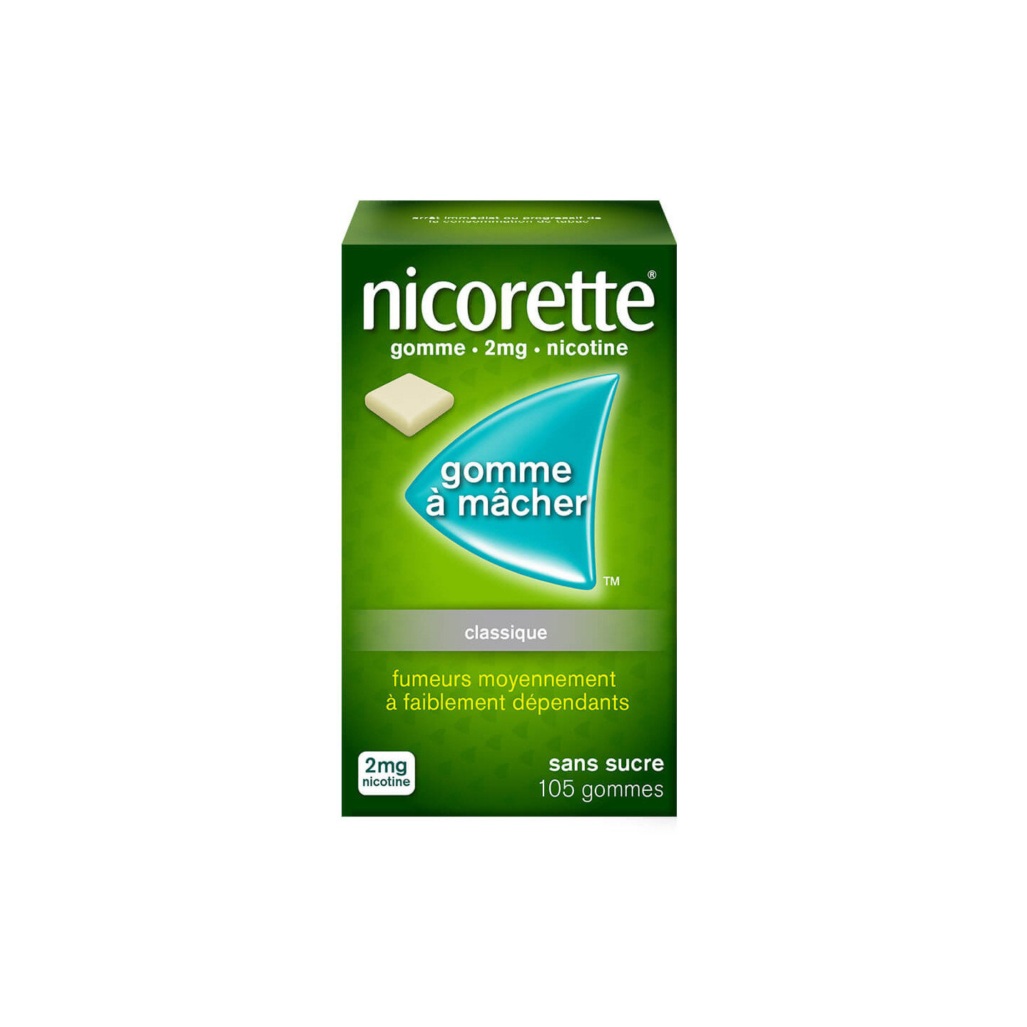 Nicorette Gum 2mg Original taste without sugar by 105